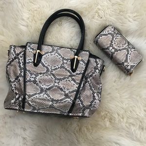 Bags | Metallic Snake Print Purse | Poshmark